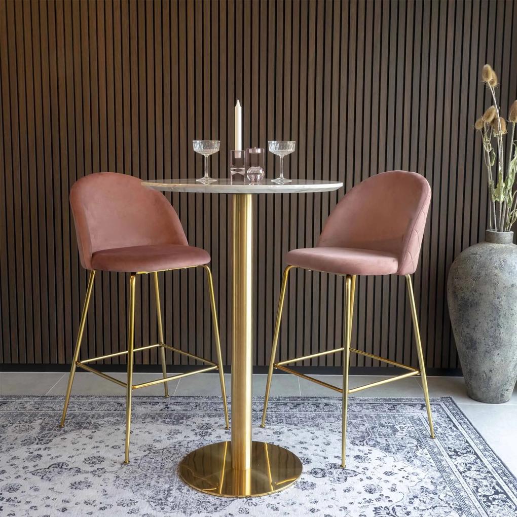 Nordic Experience Kulatý barový stolek Barcia mramorovaná/mosazná 70 cm