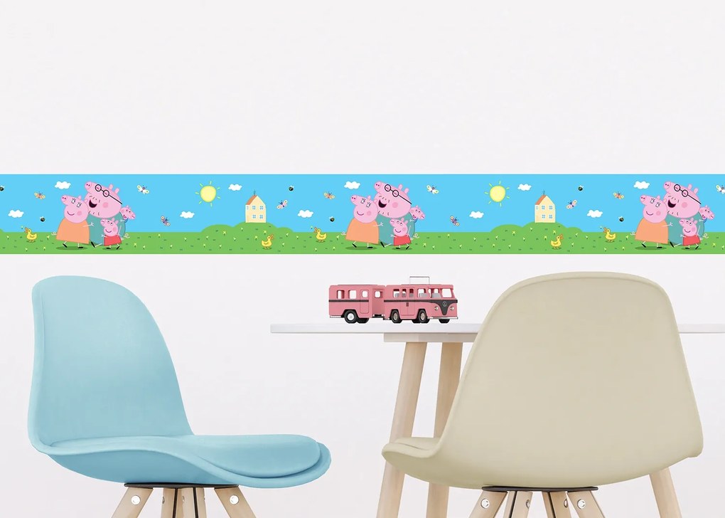 Dětská samolepící bordura na zeď Prasátko Peppa | 5 m x 9.7 cm | DWBD8145