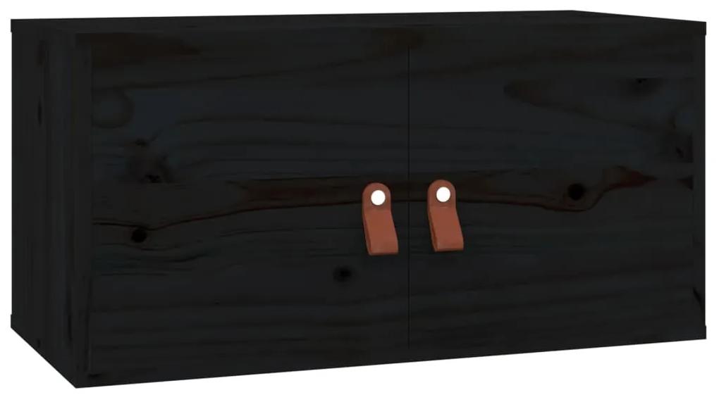 Nástěnné skříňky 2 ks černé 60 x 30 x 30 cm masivní borovice - Default Title