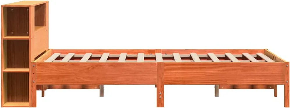 Postel s knihovnou bez matrace 135 x 190 cm masivní borovice 3322842