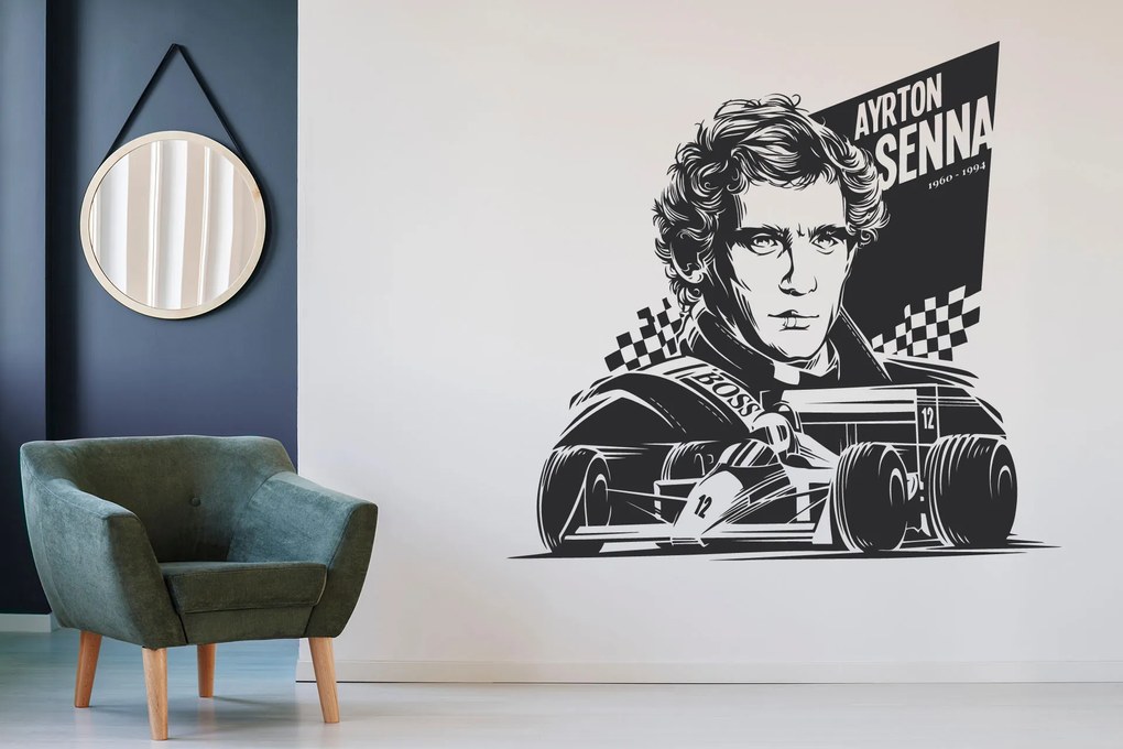 Lepy.cz Samolepka na zeď F1 Senna Velikost (šířka x výška): 50x46cm, Barevná varianta: Světle růžová