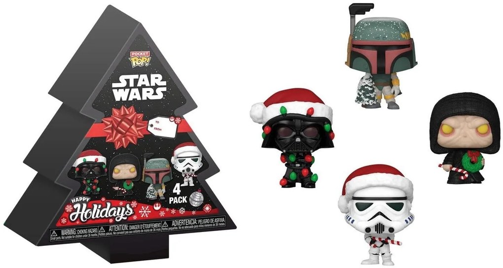 Funko pop! star wars holiday 2024 pocket keychains 4-pack tree holiday box 4 cm