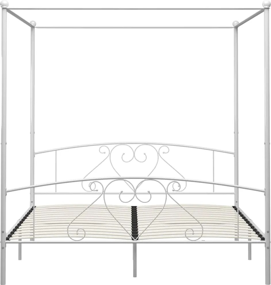 Rám postele s nebesy bílý kovový 200 x 200 cm 284432