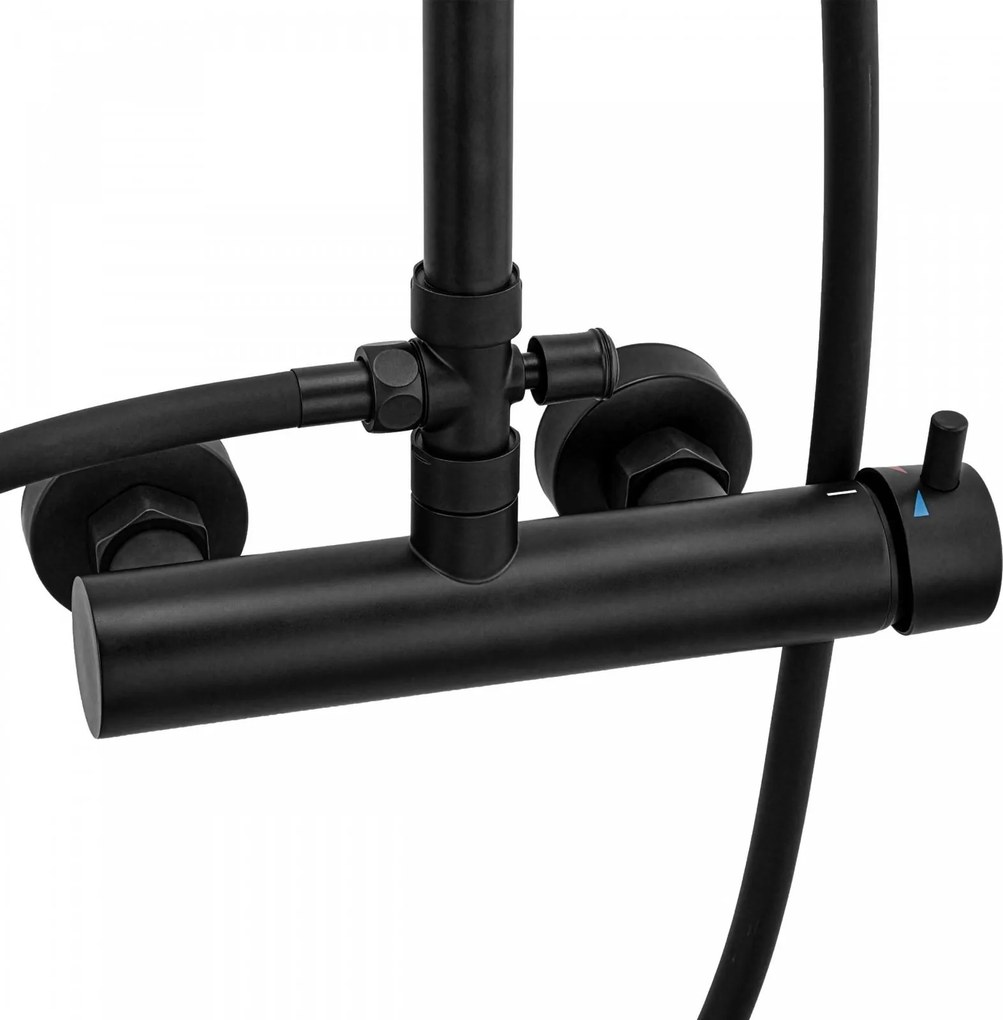 Erga Dubaj, sprchový set s baterií a hlavovou sprchou 23 cm, černá matná, ERG-YKA-BP.DUBAJ23-BLK
