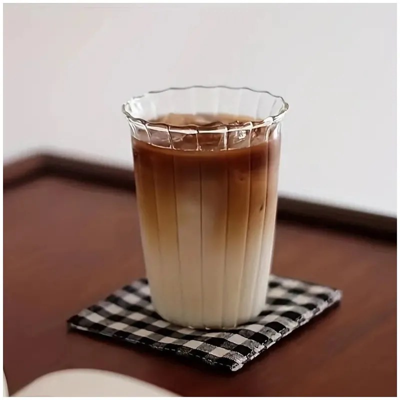 Flamenco Mystique Sklenice na kávu a nápoje s drážkou, duhová, 420 ml, 12x8,5 cm
