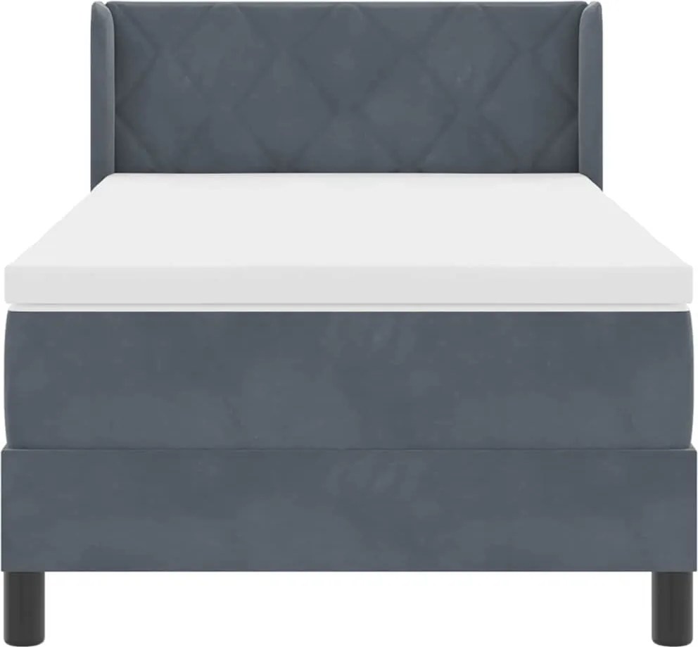 Postel s boxspringem s čelo Tmavě šedá 200 x 90 cm samet 3341505