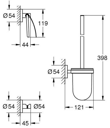 Grohe Start Sada doplňků k WC 3 v1, černá mat 412042430