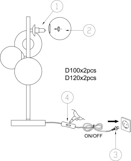 ONLI - Stolní lampa PALOMA 4xG9/10W/230V 48 cm zlatá