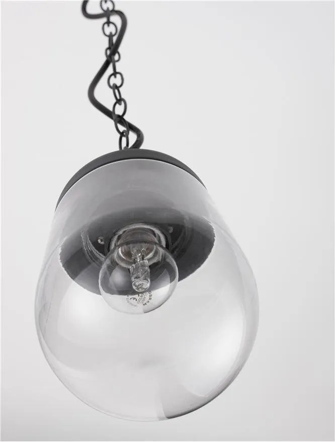 NV 9060197 Venkovní závěsné svítidlo OMIKA tmavě šedý hliník a čiré sklo E27 1x12W 110-240V bez žárovky IP54 - NOVA LUCE
