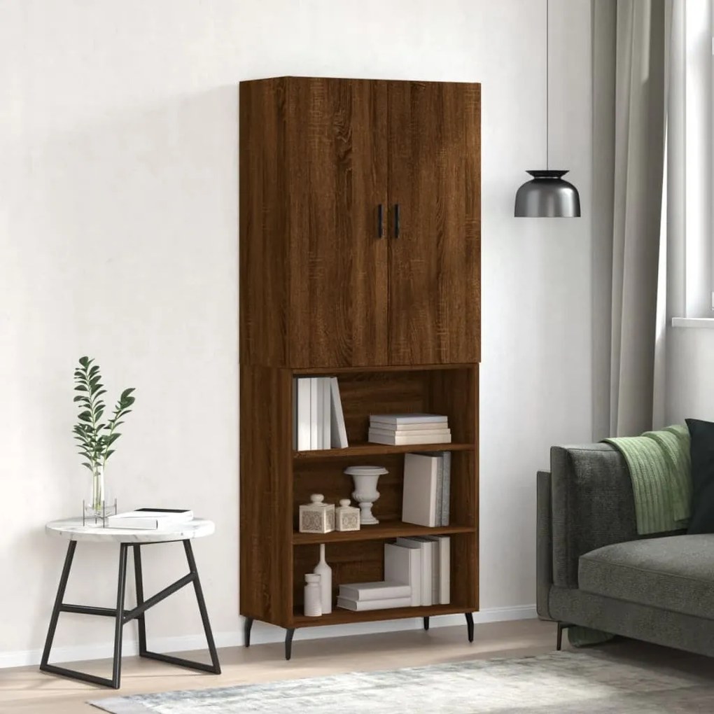 vidaXL Skříň highboard 69,5 x 34 x 180 cm kompozitní dřevo [3196085] Barva: hnědý dub