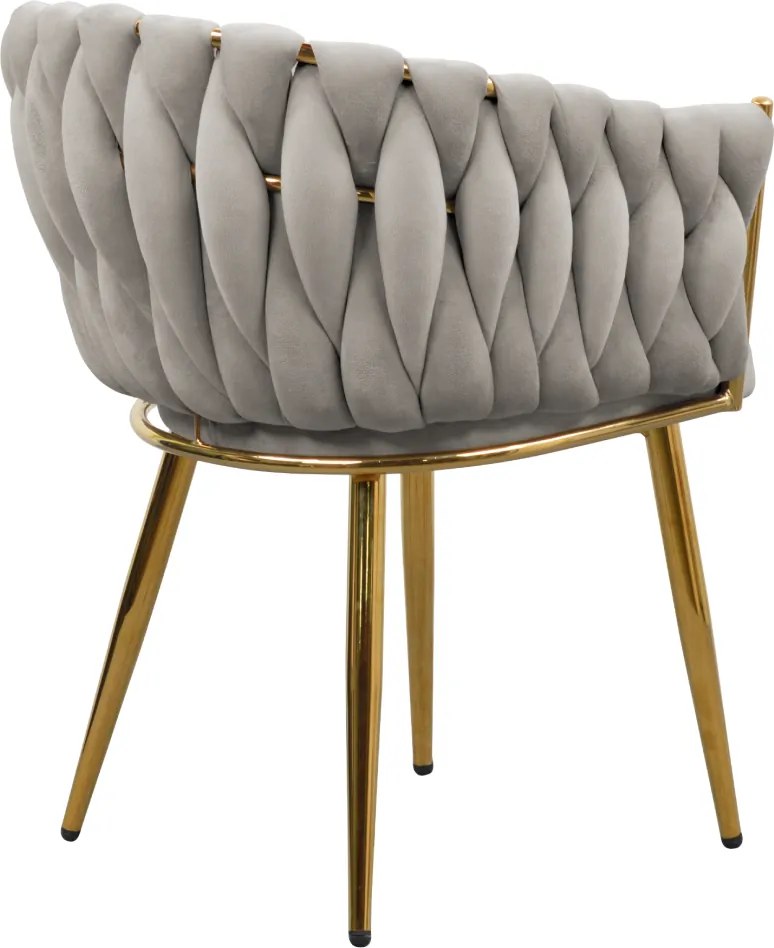 Jídelní křeslo, šedohnědá Taupe Velvet látka/gold chrom zlatý, DEILA
