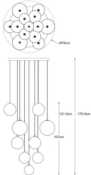 Zuma Line P0606-13B-2GAC - Lustr na lanku MILAN 13xG9/2W/230V zlatá
