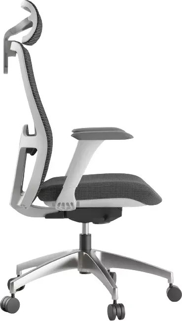 Kancelářská ergonomická židle WISDOM s podhlavníkem — síť, šedý plast, nosnost 150 kg, světle šedá Mercury star