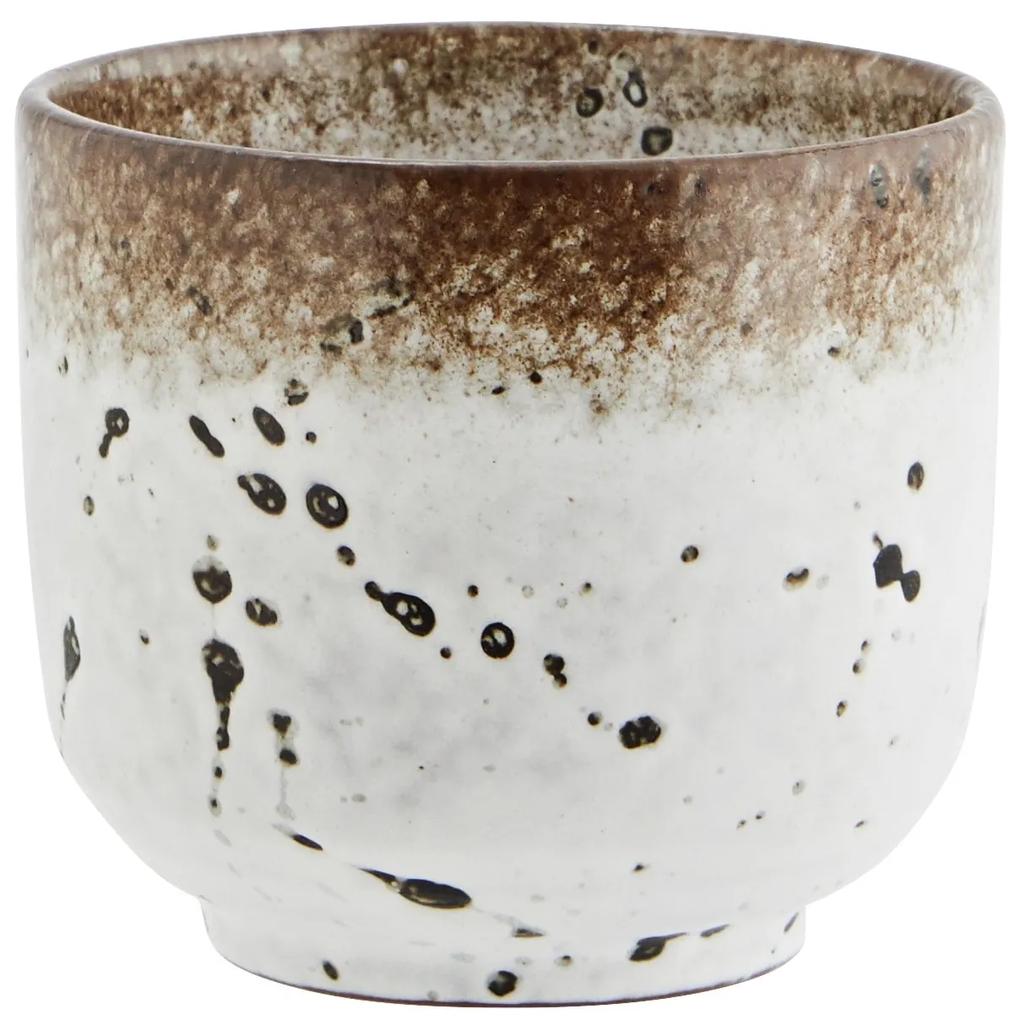 MADAM STOLTZ Kameninový šálek White Brown 200 ml, hnědá barva, keramika