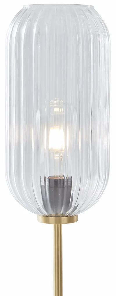Stojací lampa Art Deco mosaz s čirým sklem - Rid