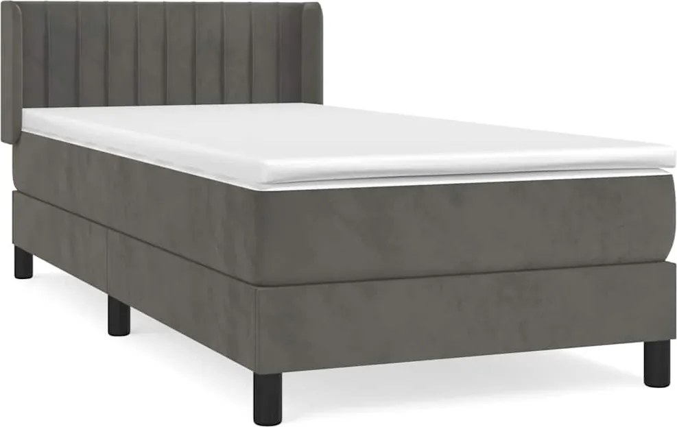 Box spring postel s matrací tmavě šedá 80 x 200 cm samet 3131046