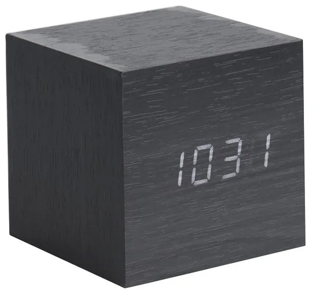 Karlsson Designový budík Mini Cube Black, černá barva, plast