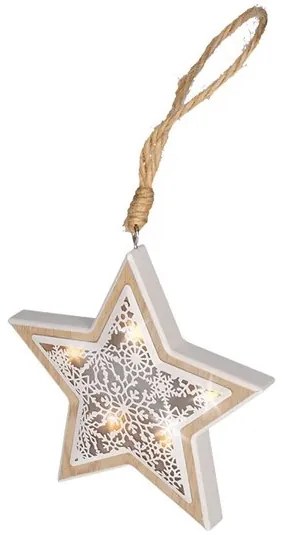 Solight LED vánoční hvězda s dřevěným dekorem