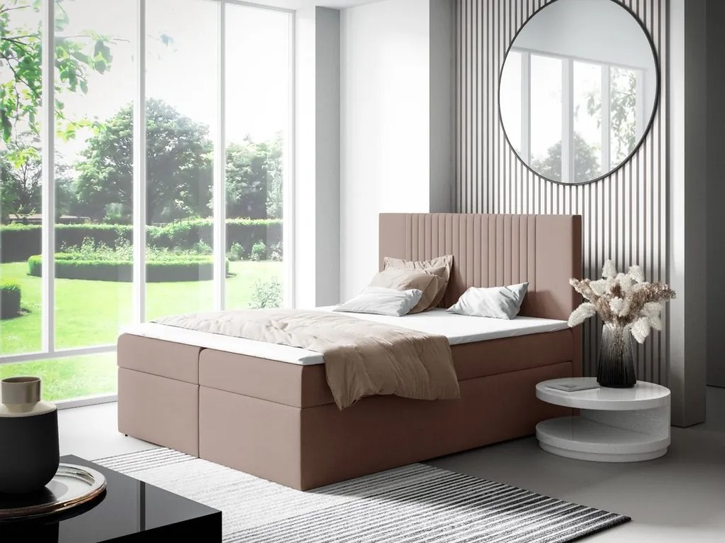 Eka Kontinentální čalouněná postel LINA - Trinity (160x200 cm) Barva látky Trinity: Žlutá (Trinity 2318)
