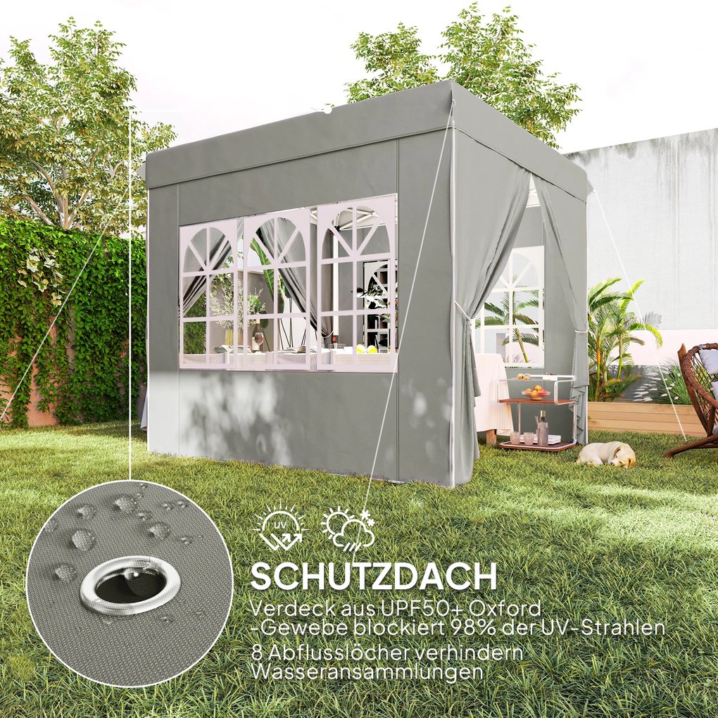 Outsunny altán 2,5x2,5 m, vodoodpudivý stabilní zimní pop-up skládací altán, UV ochrana 50+, skládací párty stan zahradní stan se 4 bočními panely ta…