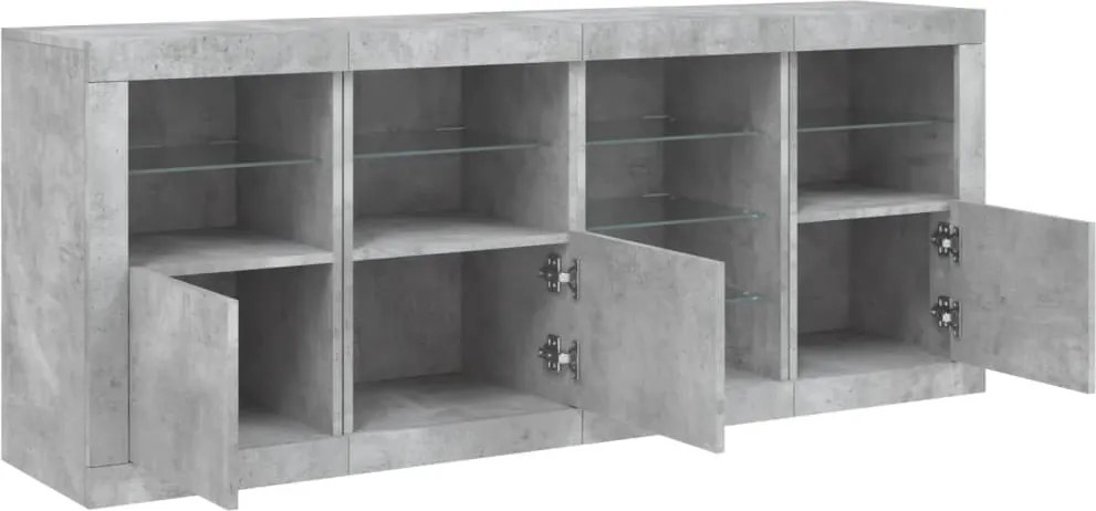 Příborník s LED osvětlením betonově šedý 164 x 37 x 67 cm 3209054