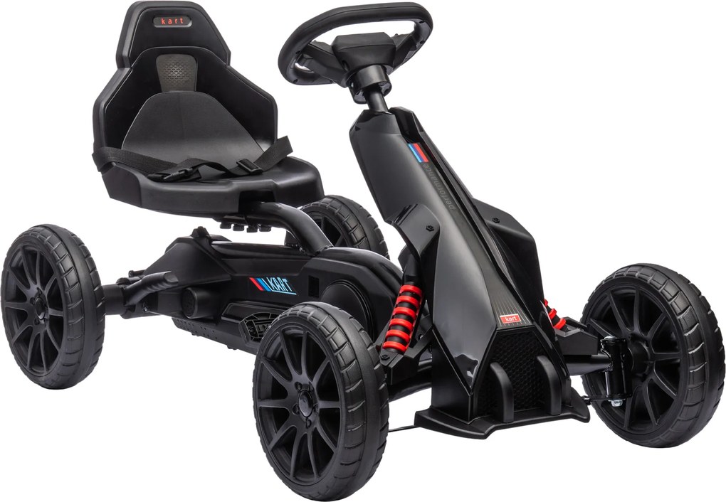 HOMCOM Dětský Go-Kart s Pedály a Ruční Brzdou, Nastavitelným Sedadlem, Přeřazovacím Mechanismem, Dětské Vozidlo s EVA Koly pro Děti ve Věku 3-8 Let