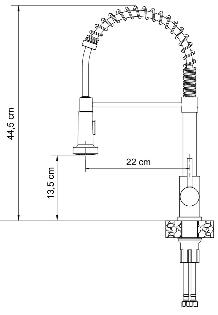 Kuchyňská dřezová baterie QUADRON SALMA NEW s pružinovou hadicí a sprchou v provedení broušená ocel