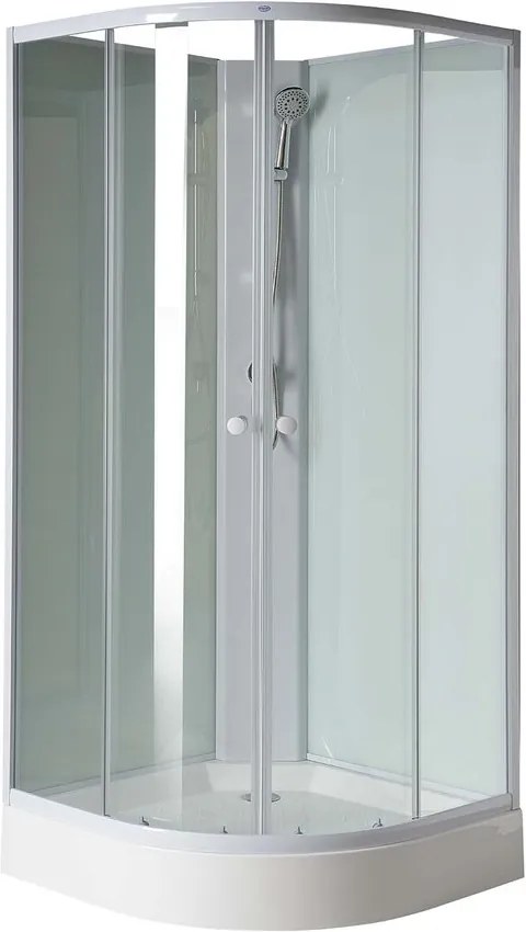 AIGO čtvrtkruhový sprchový box 900x900x2060 mm, bílý profil, čiré sklo (YB93) Aqualine