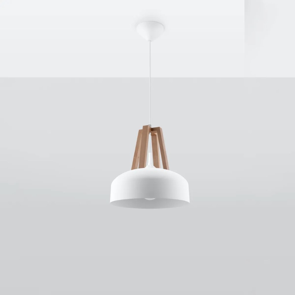 Sollux Lighting Závěsné svítidlo CASCO bílé/přírodní dřevo