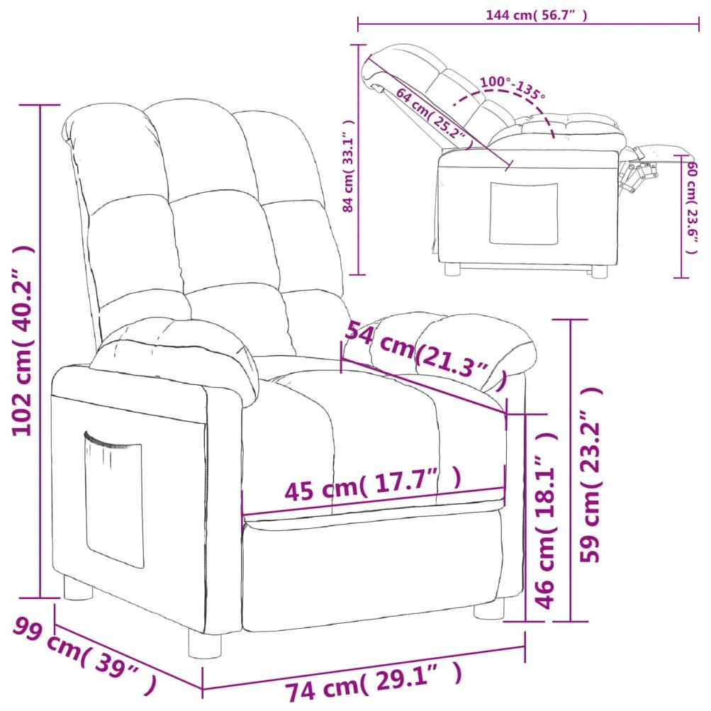 vidaXL Marketos Polohovací křeslo tmavě šedé textil