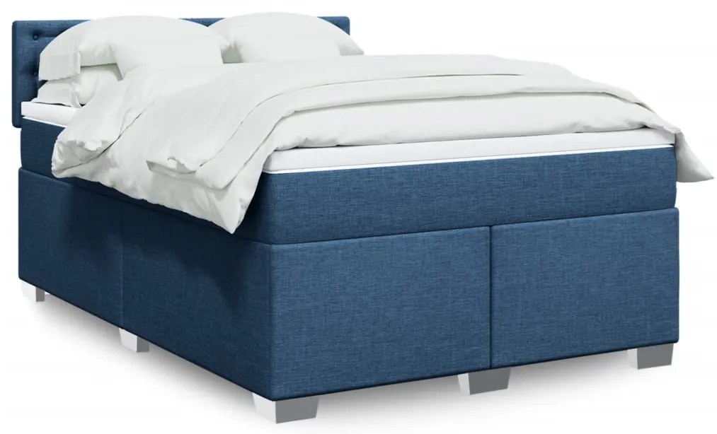 Box spring postel s matrací modrá 160x200 cm textil 3288259