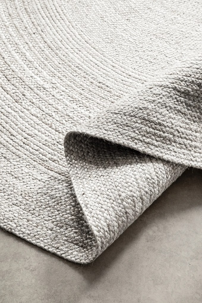 Hanse Home, Kusový koberec Jute Braided 106321 White kruh, 200x200 (průměr) kruh, bílá, chodba / předsíň