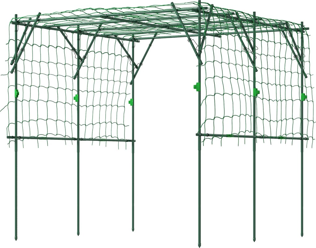 Zahradní růžový treláž z oceli bez rzi s trojúhelníkovou podporou 223x223x223 cm | Aosom