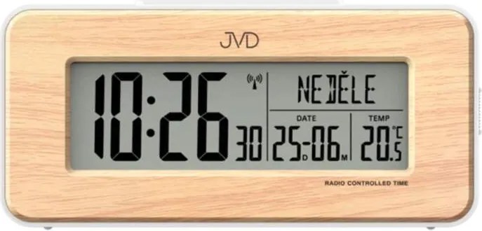 JVD Digitální rádiem řízený budík v imitaci dřeva JVD RB9334.4