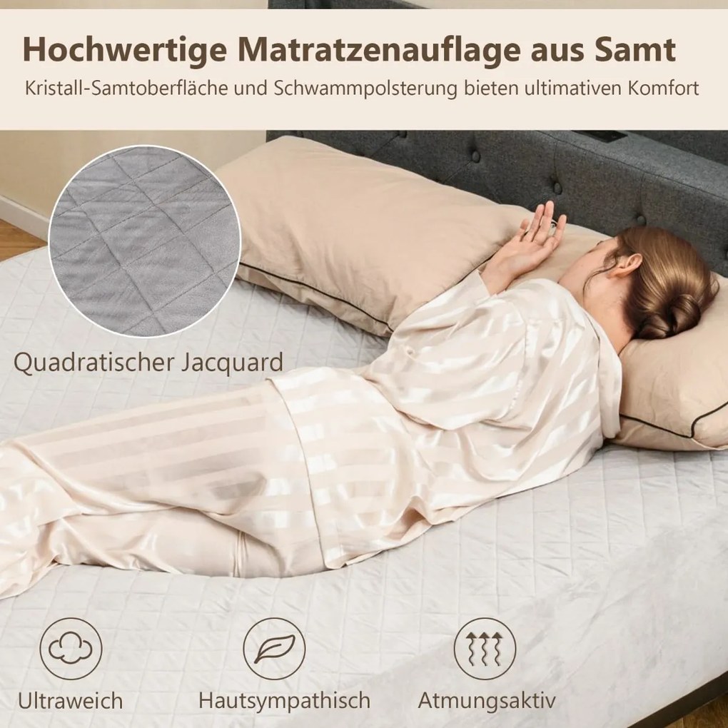 Costway Chránič matrace luxusní super měkká matrace s hlubokou kapsou, šedá