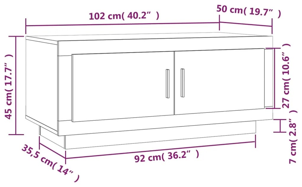 Konferenční stolek kouřový dub 102x50x45 cm kompozitní dřevo