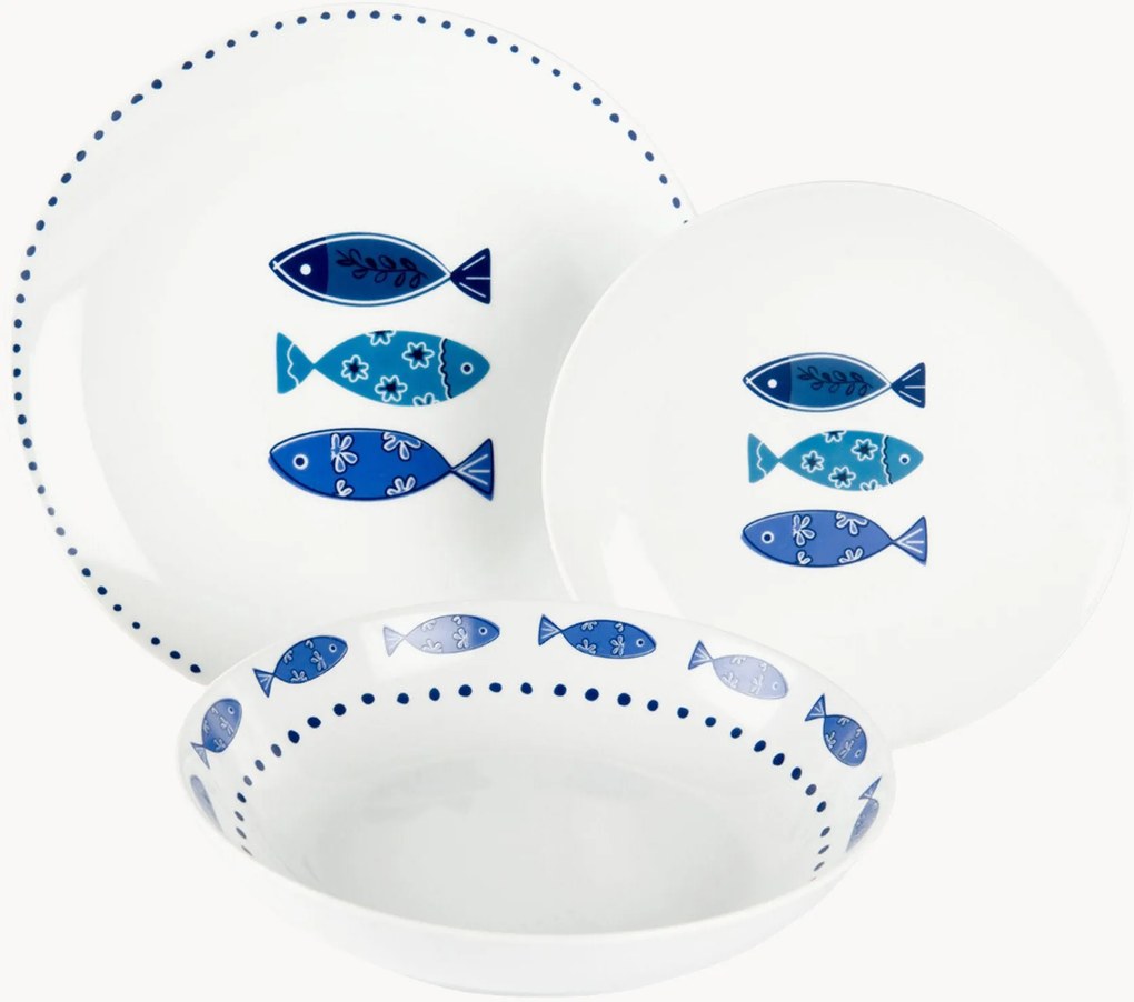 Sada porcelánového nádobí Ocean, pro 6 osob, 18 dílů