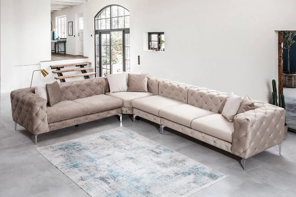 Designová rohová sedačka Rococo béžová - levá