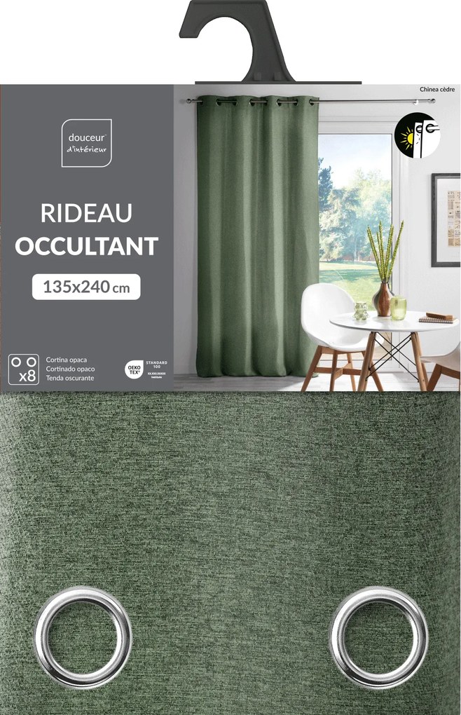 Záclona na průvlecích CHAMBRAY CHINEA CEDRE, 135 x 240 cm, zatemňující