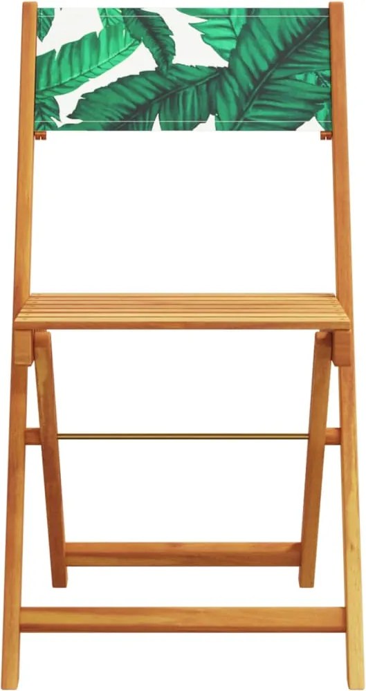3dílný bistro set vzor listů textil a masivní dřevo 3281848