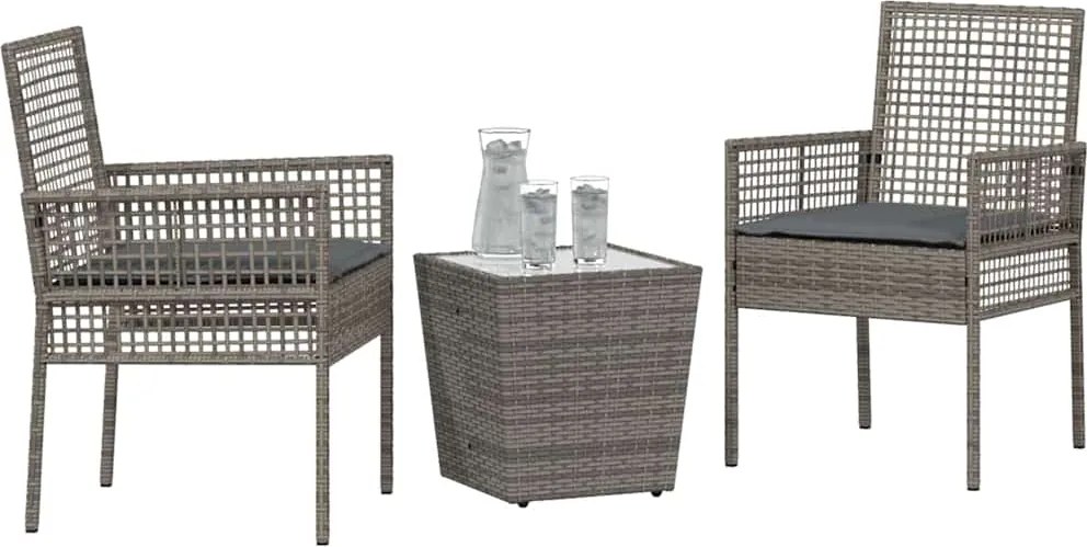 Zahradní bistro set 3 ks Šedá polyratan 3334957