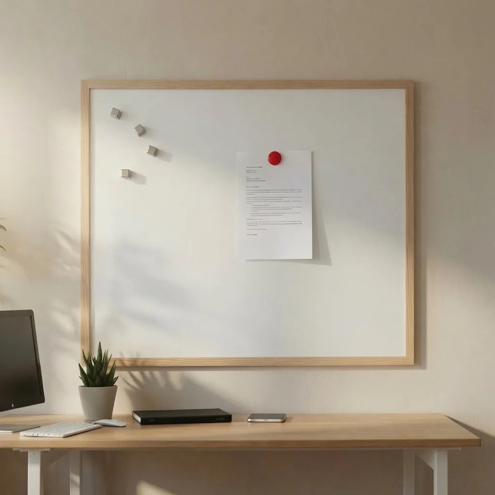 Toptabule.sk Bílá magnetická popisovací tabule v přírodním dřevěném rámu CLASSIC 100×150 cm