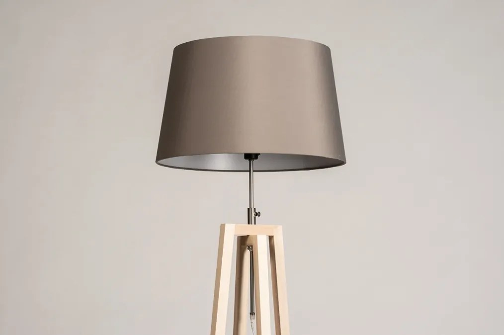 Stojací designová lampa Paola Grey and Natur Wood