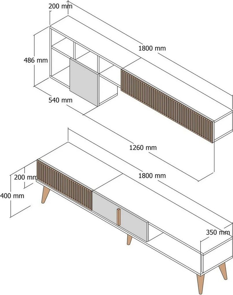 Televizní stěna Milen Walnut and Anthracite