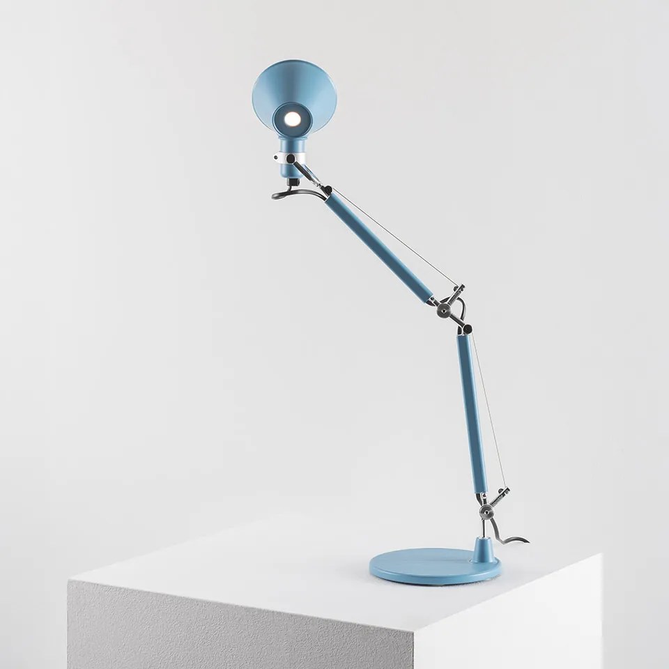 Artemide Tolomeo Micro tavolo, světle modrá stolní lampa, 1x6W LED E14, 45+37cm