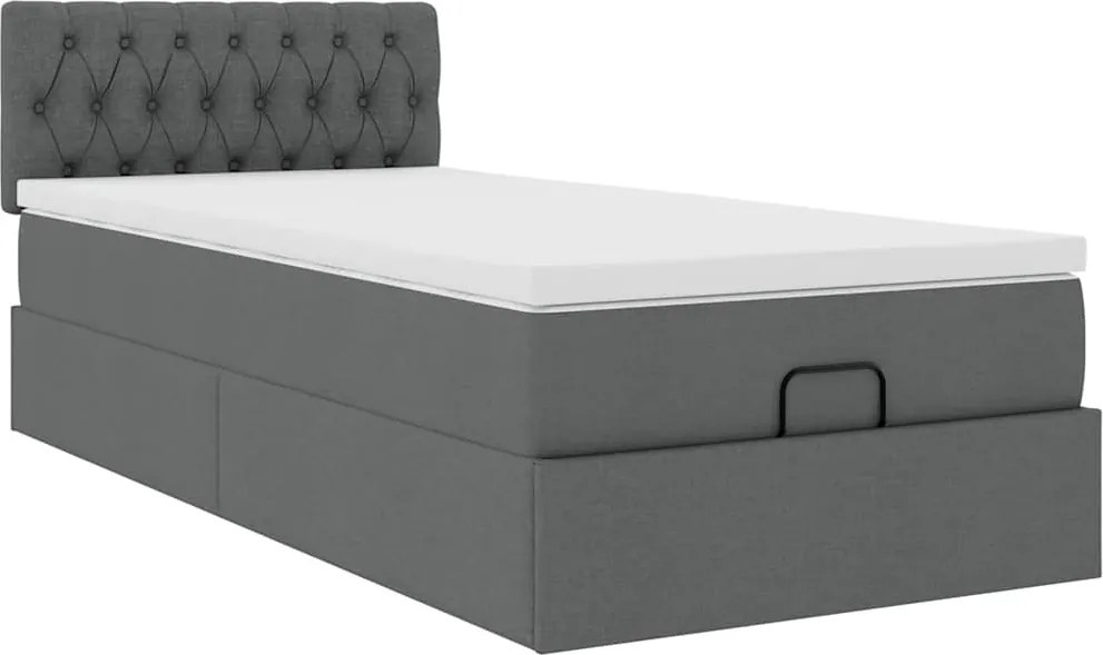 Osmanská postel s matrací & LED tmavě šedá 80x200cm látka 3312347
