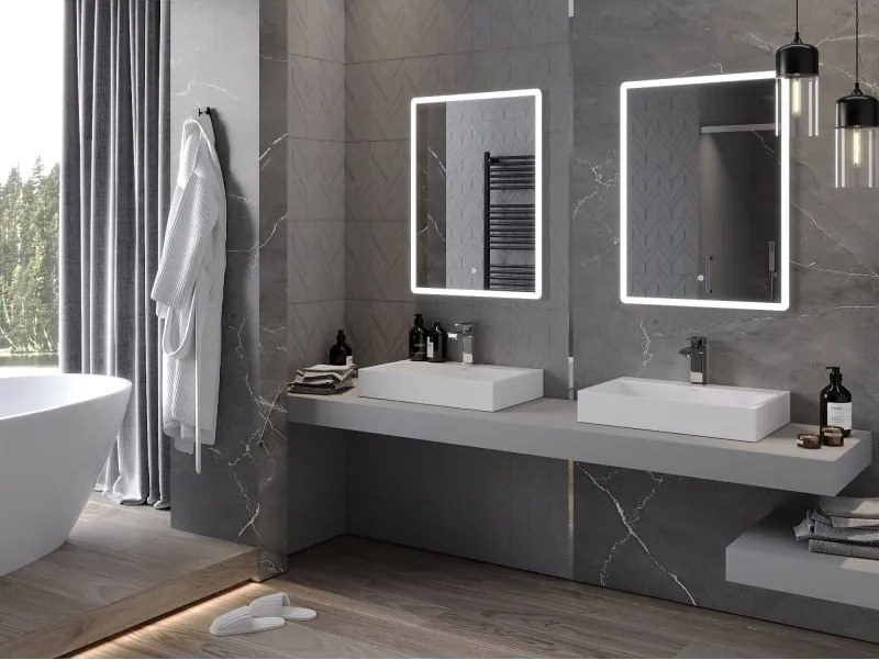 Mexen Navia osvětlené koupelnové zrcadlo 60 x 80 cm, LED 6000K, anti-fog - 9803-060-080-611-00