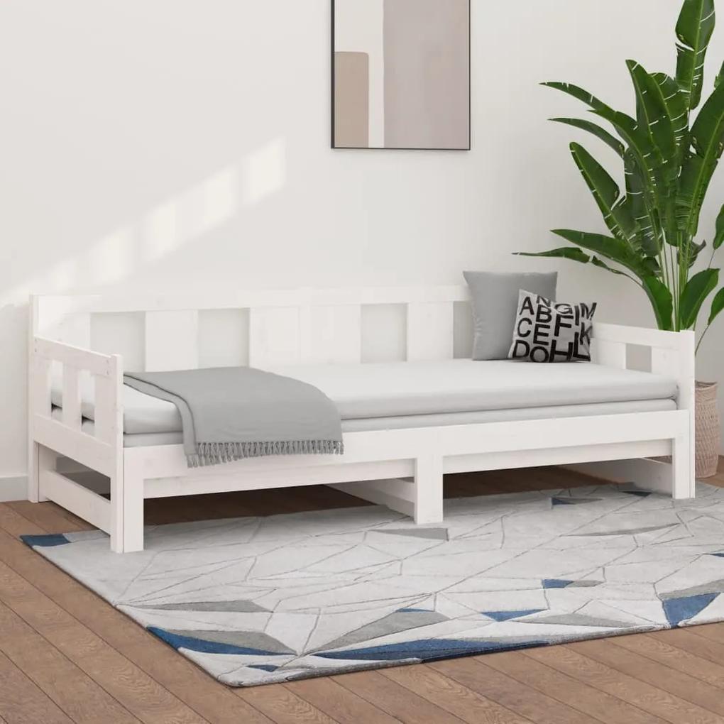 Výsuvná postel bílá masivní borovice 2x (90 x 200) cm,  820283