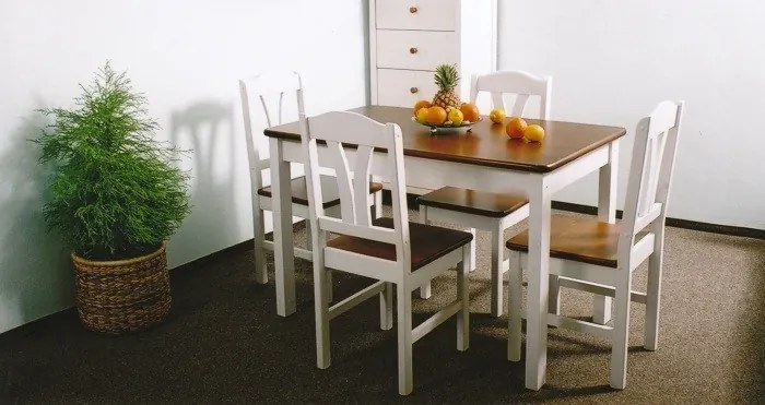 Jídelní stůl z masivu BERT - Provedení 78 x 78 cm, barva: bílo-hnědá
