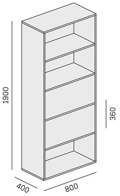 Vysoký kancelářský policový regál LAYERS, 2 boxy, 800 x 400 x 1905 mm, dub přírodní / dub mořený
